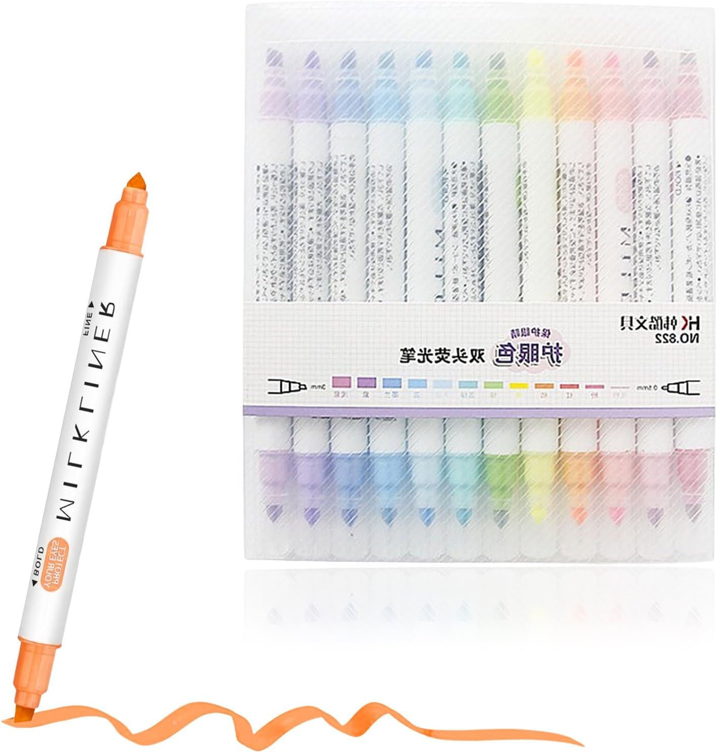 12 Colors Highlighters Pens Set, Pastel Dual Tip Highlighter Markers ...