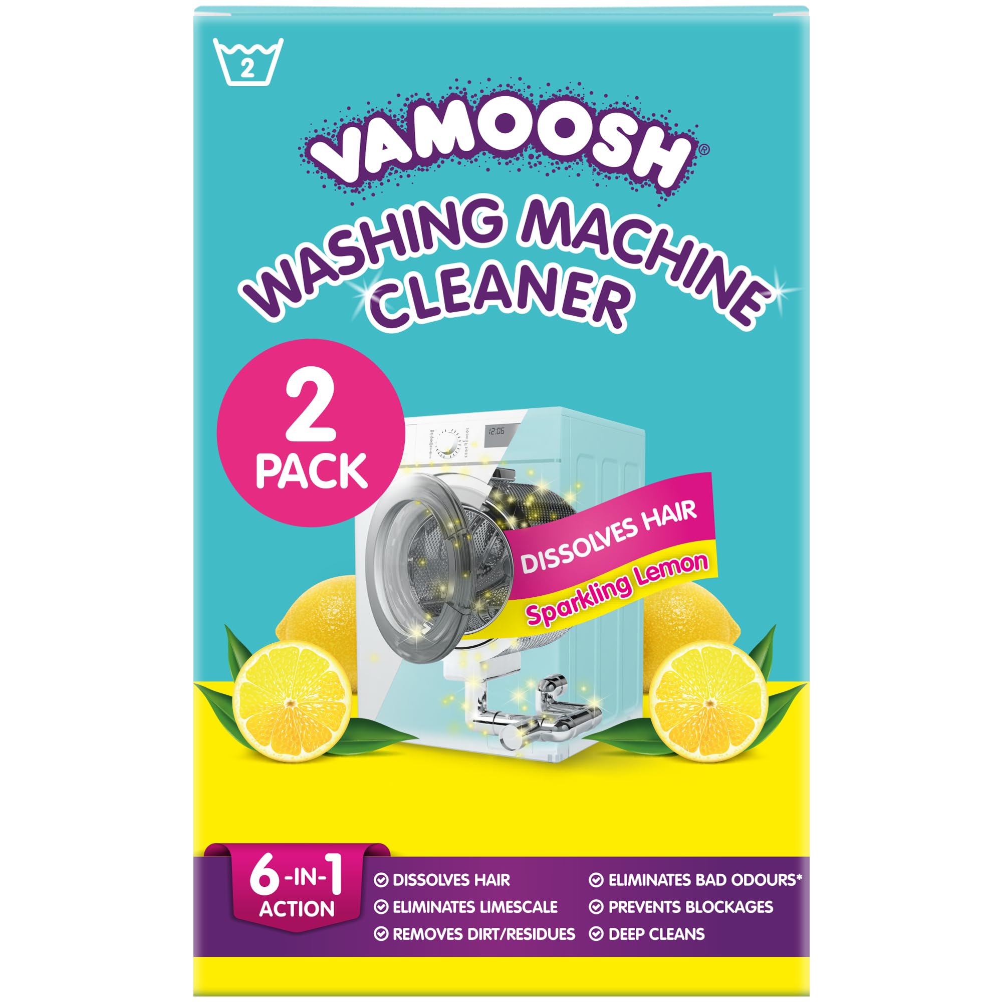 Amazon.com: Vamoosh 6-in-1 Washing Machine Cleaner, Lemon Fresh Scent ...