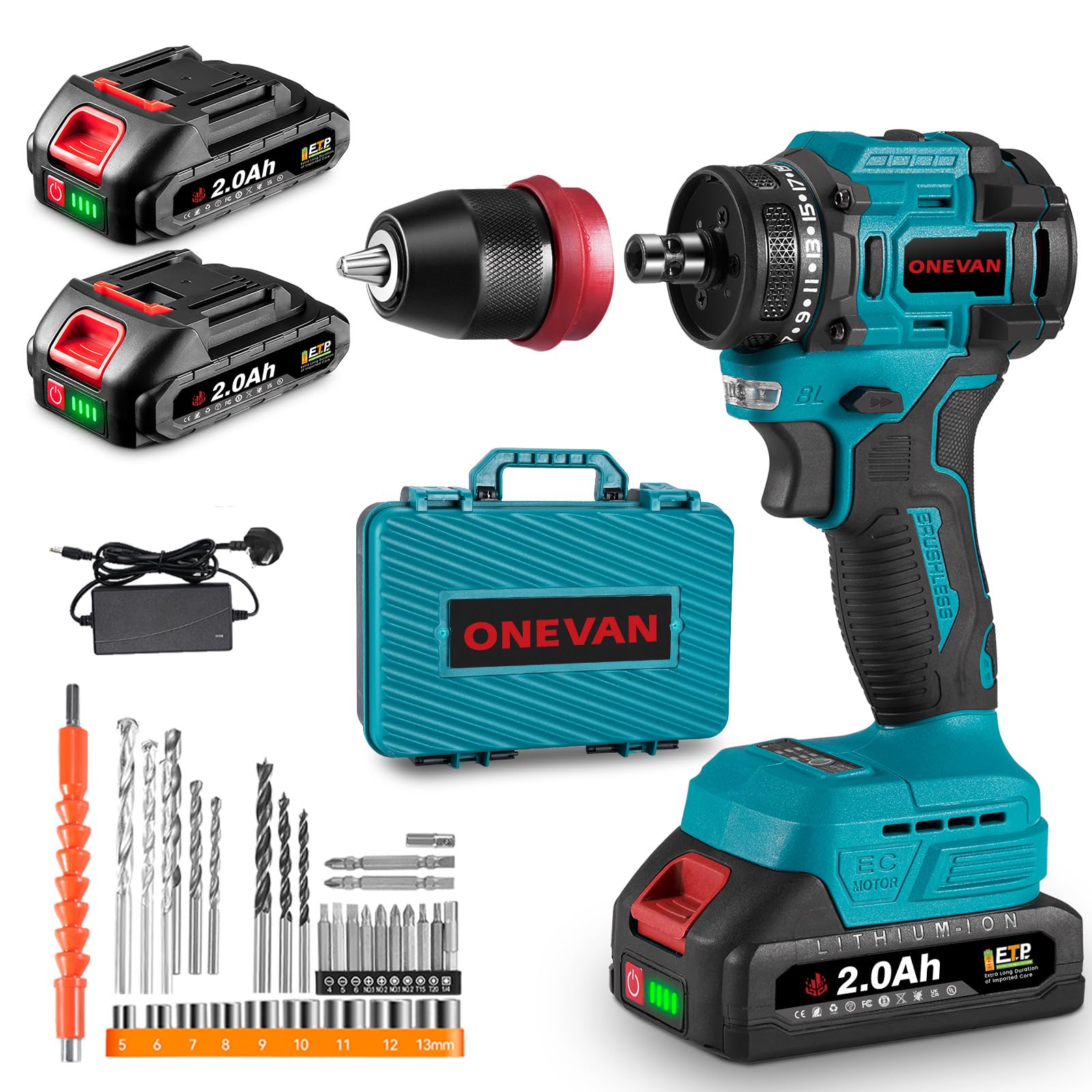 Electric Screwdriver Cordless Drill - Hammer Drill Brushless, 350W ...