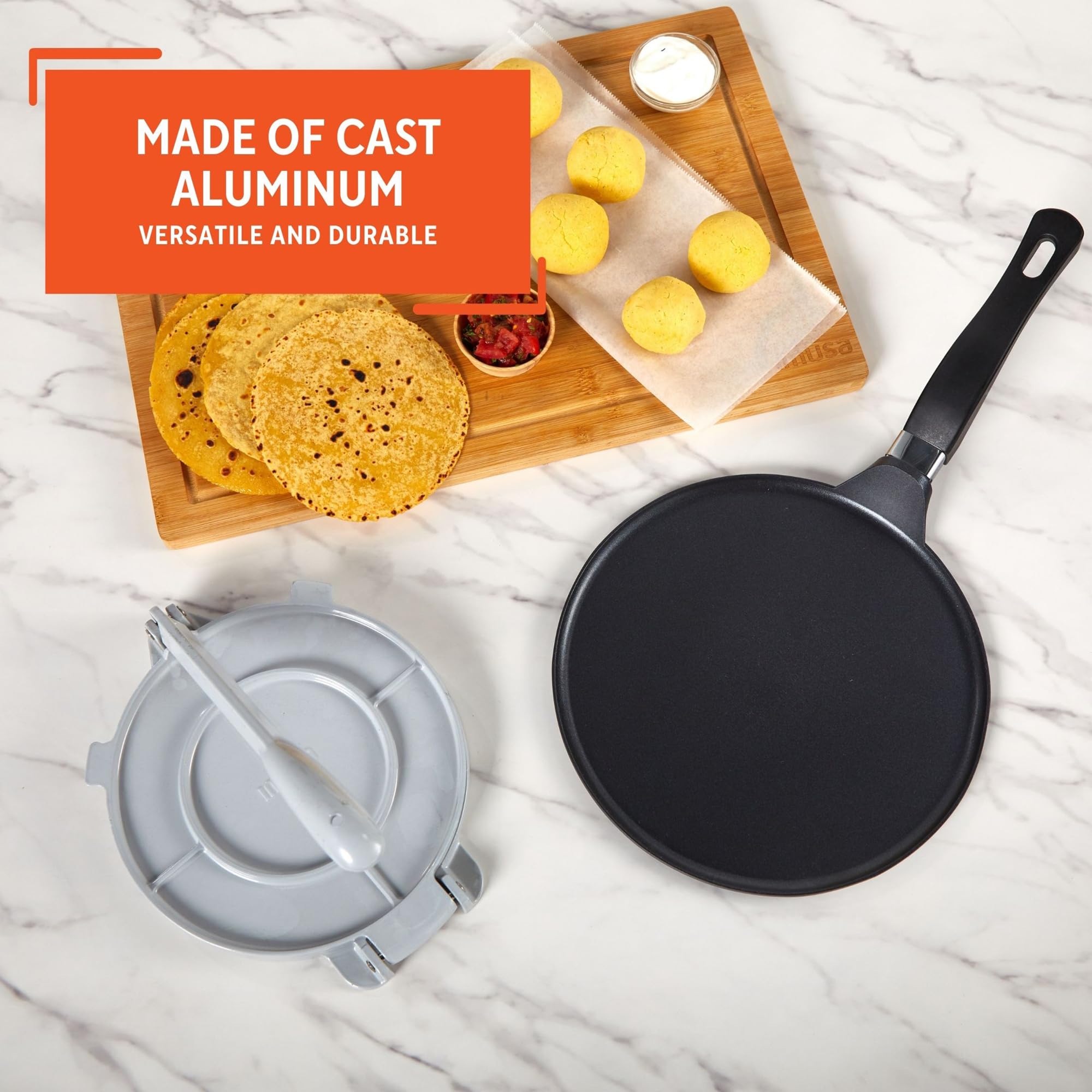 Snapklik.com : IMUSA 4pc PDQ Comal & Tortilla Press Set/Tortilla Making Kit