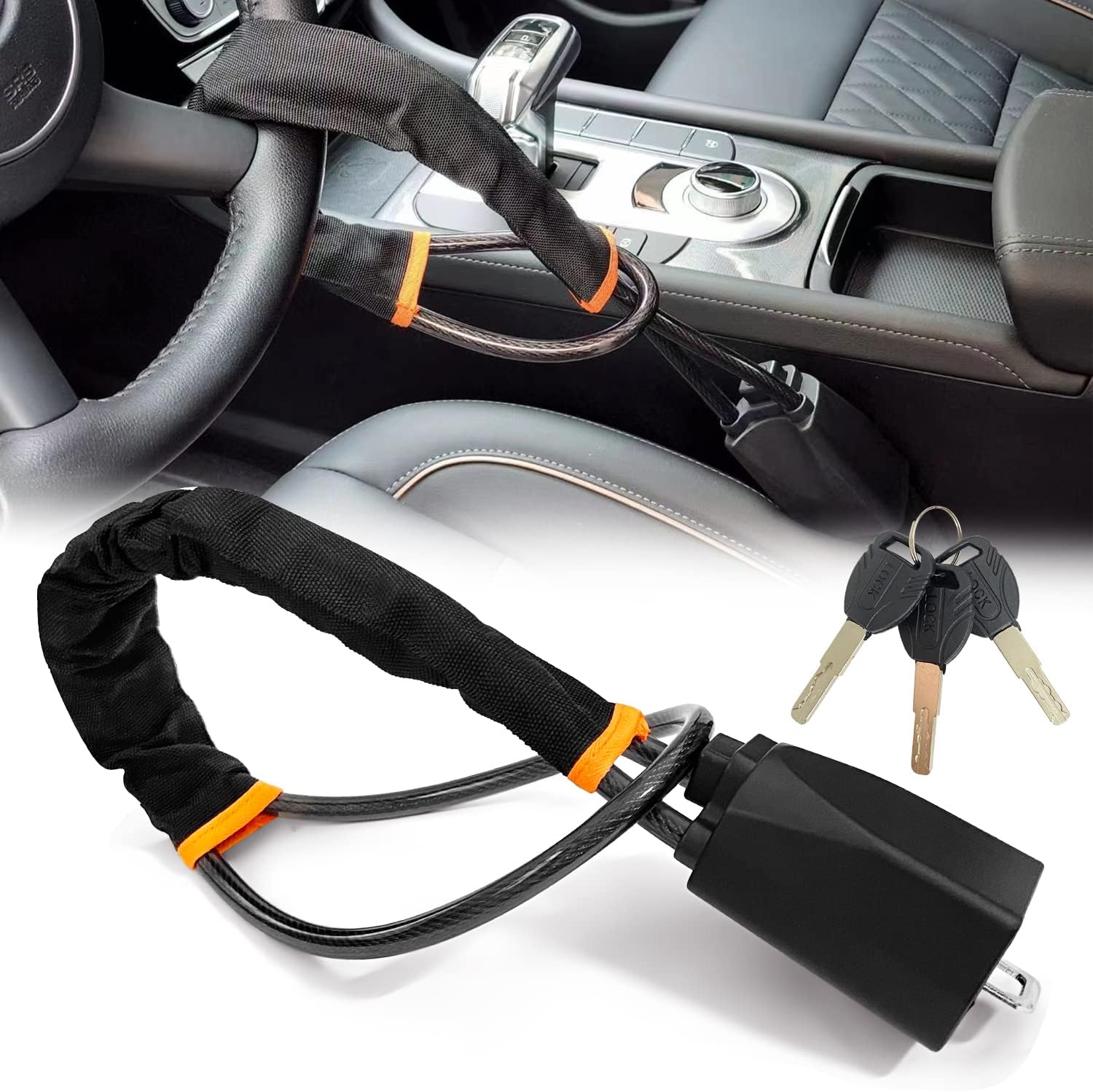 ANTI-THEFT CAR VAN SECURITY ROTARY STEERING WHEEL LOCK : Amazon.co.uk ...