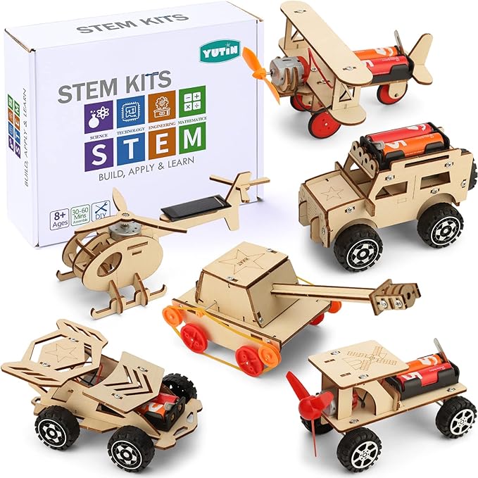 Amazon.com: 6 in 1 STEM Building Kits for Kids, Wooden Car Model Kit ...