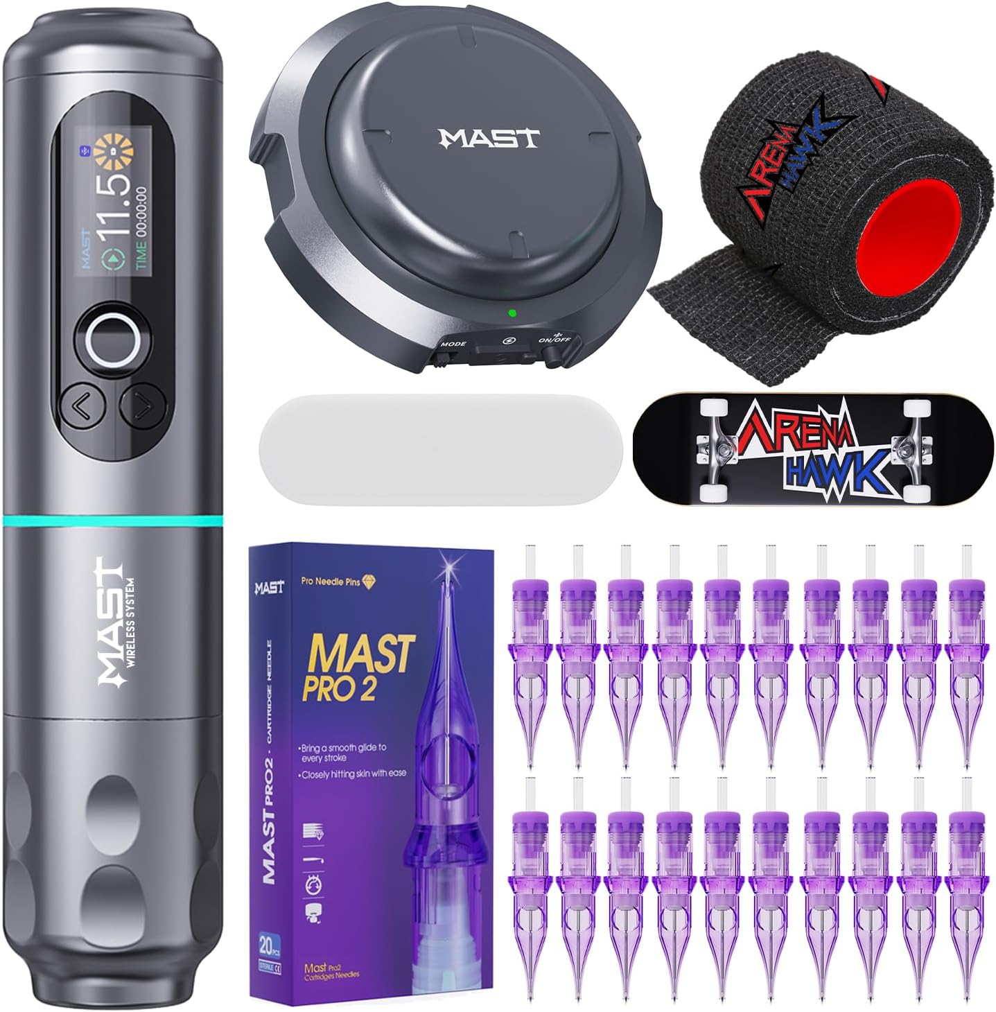 Amazon.com: Mast Archer2 Tattoo Gun Kit Wireless Tattoo Pen Machine ...