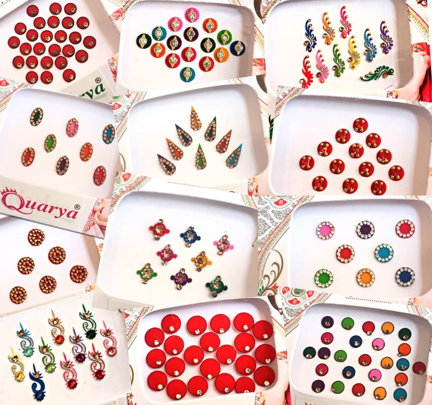 Amazon.com : Multicolour Indian Bindi Pack of 5 Designer Glitter ...