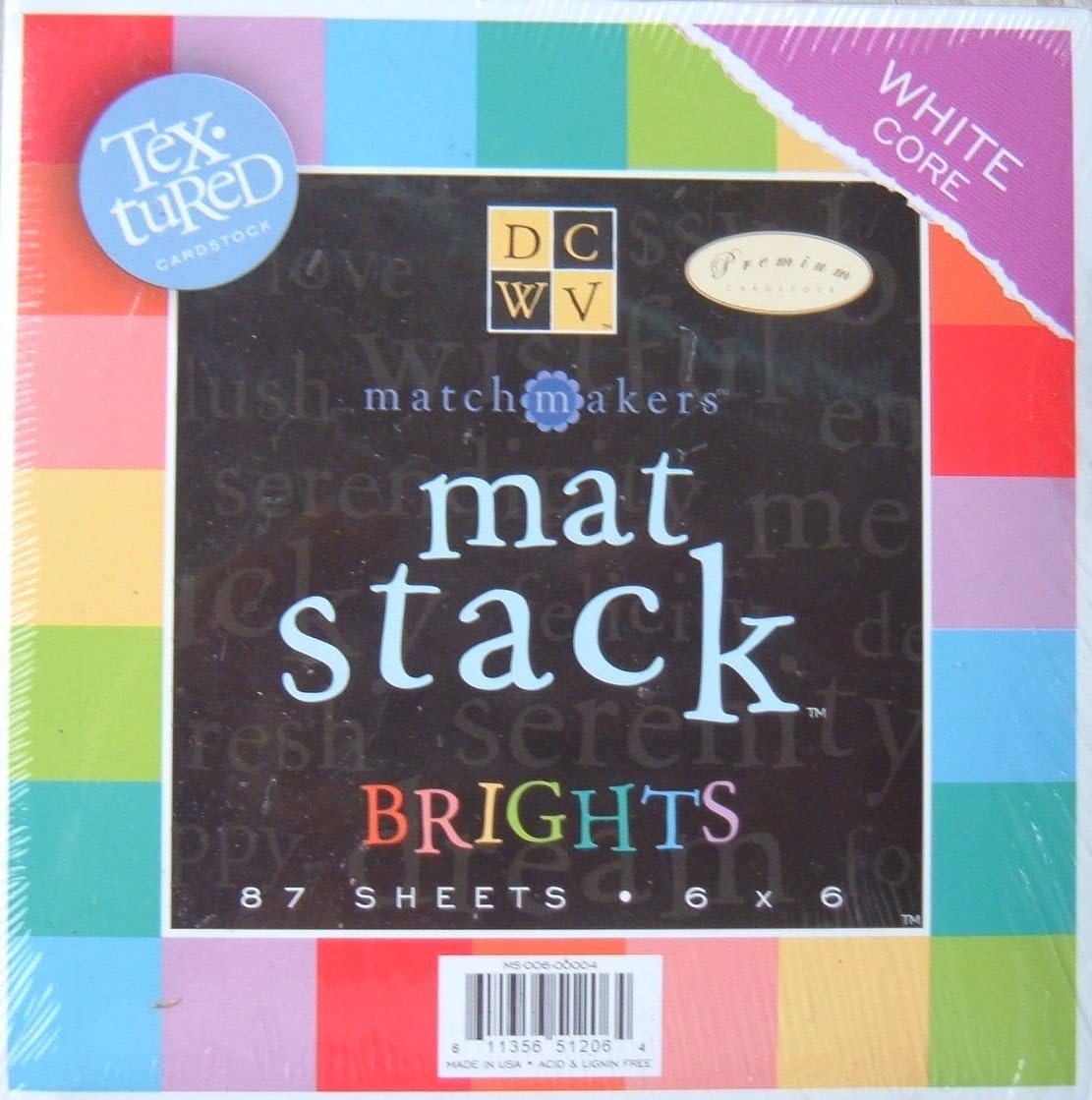 DCWV Matchmakers Premium Textured Cardstock Mat Stack Brights 15.2cm x ...