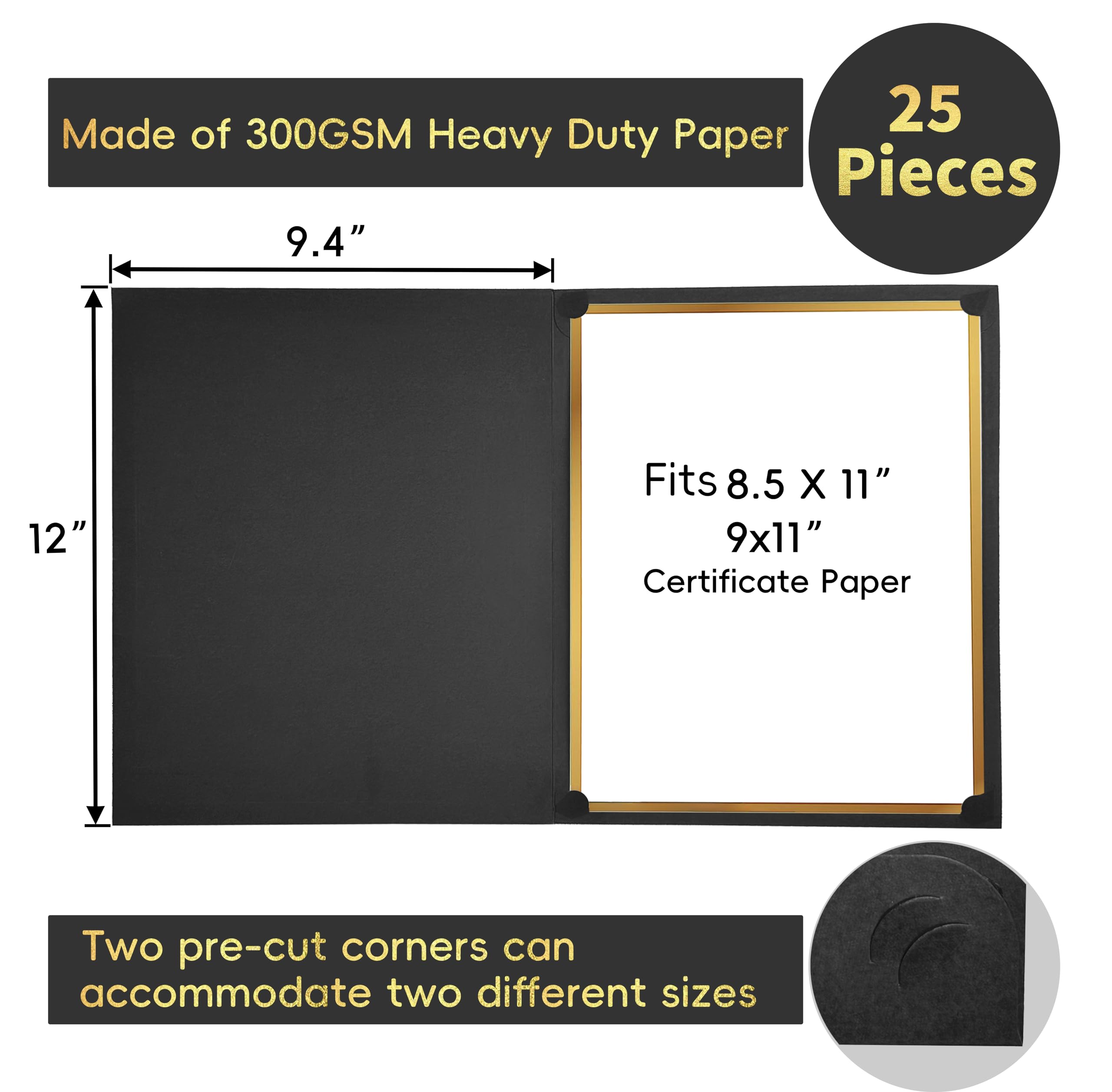 Snapklik.com : 25 Packs, Certificate Holders, Diploma Covers, Gold Foil ...