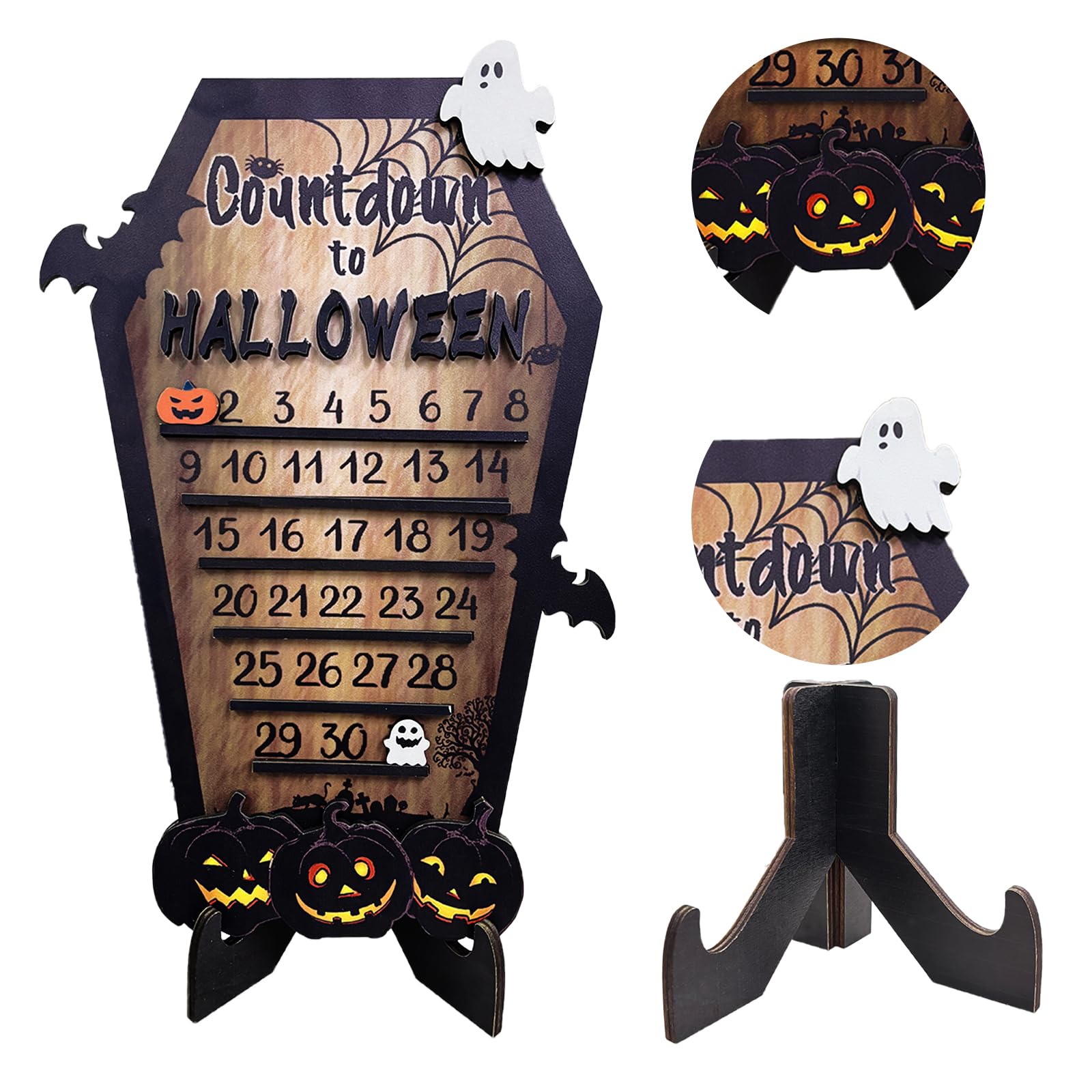Halloween Advent Calendar, Funny Wooden Coffins Ghosts Pumpkins ...