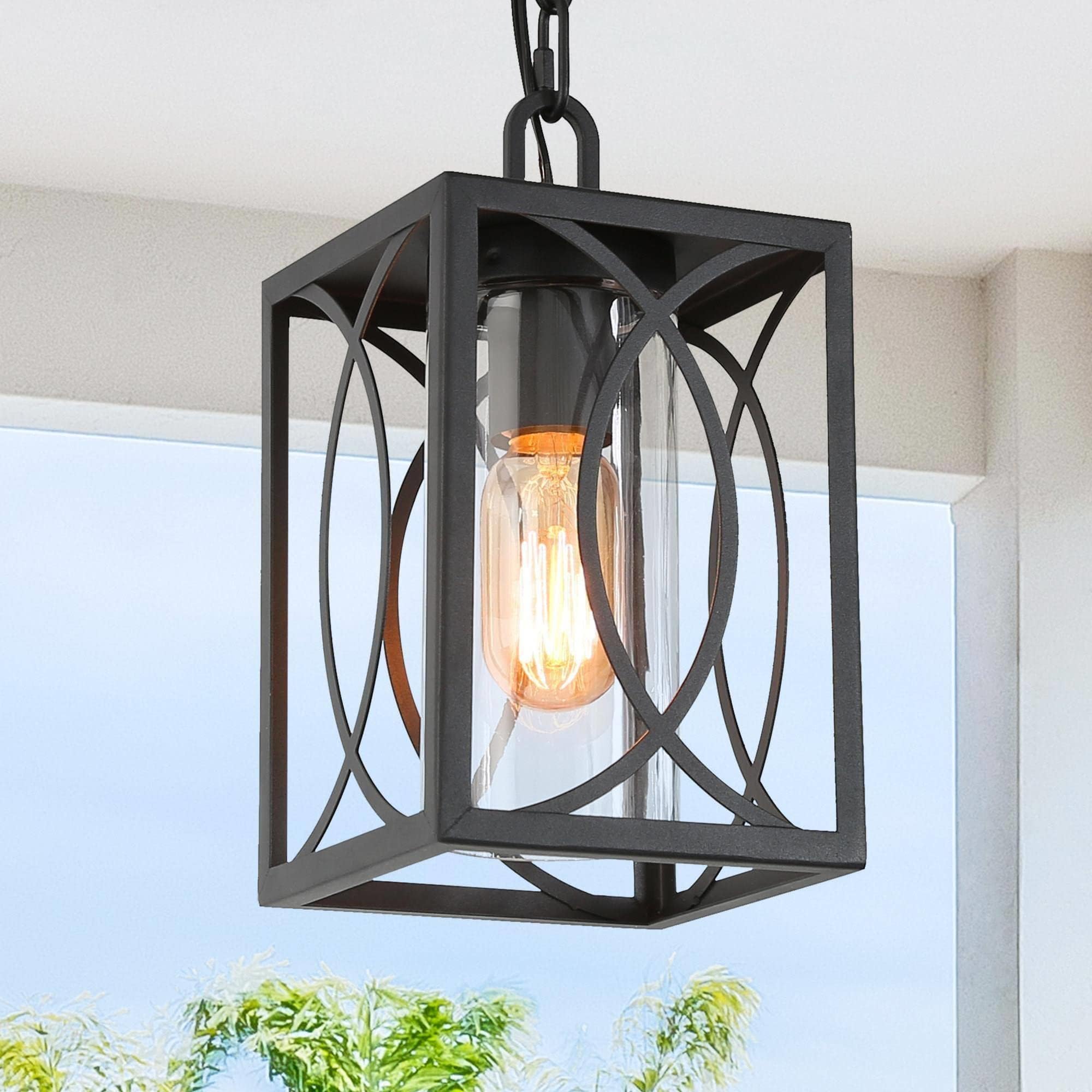 Uolfin Outdoor Pendant Light, Farmhouse Rectangle Exterior Hanging ...