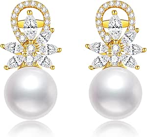 Amazon.com: LOIPURI S925 Silver Stud Pearl Earrings for Brides, 14K Gold Plated Bridal Jewelry ...