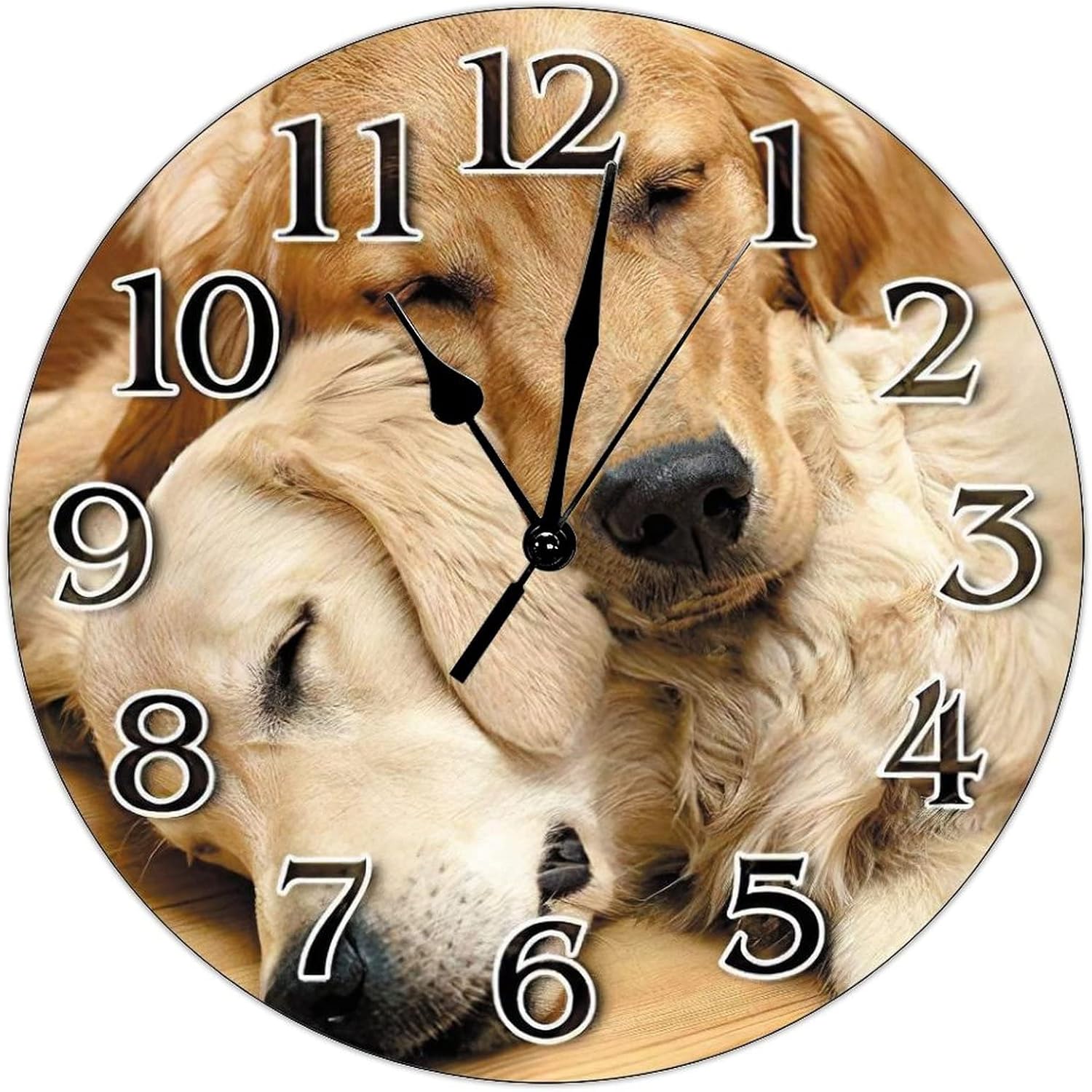 Amazon.com: Vintage Two Golden Retrievers Funny Wall Clock 12x12 inch ...