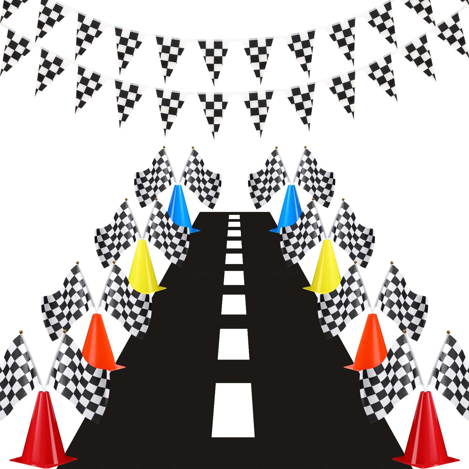 Snapklik.com : Skylety Traffic Cones And Racing Checkered Flags Set ...