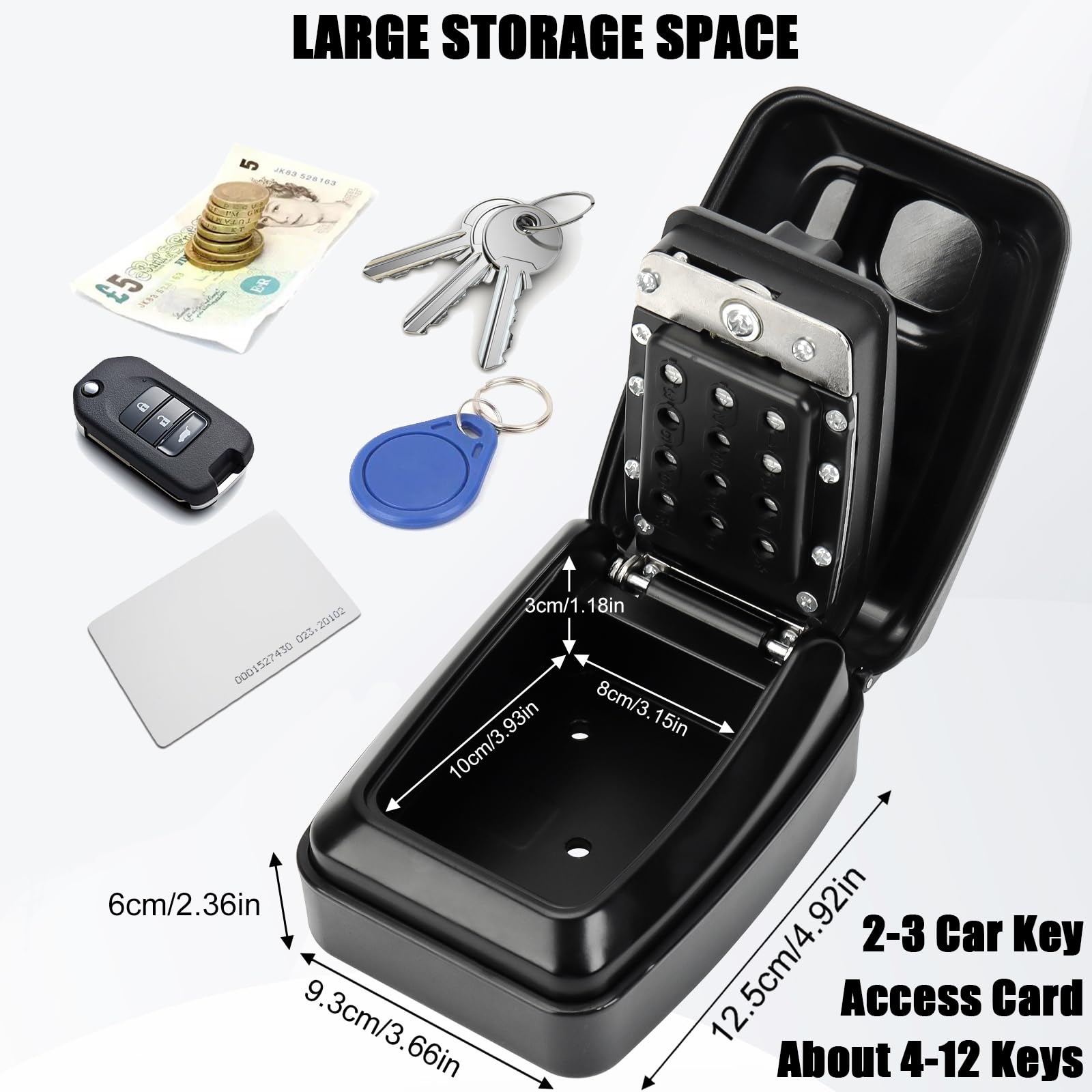 Key Safe Wall Mounted,Extra Large Key Lock Box Outdoor Waterproof with ...