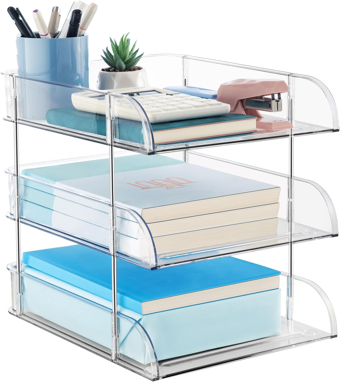 Amazon.com : Desk Organizers and Storage, 3 Tier Clear Heightened Desk ...