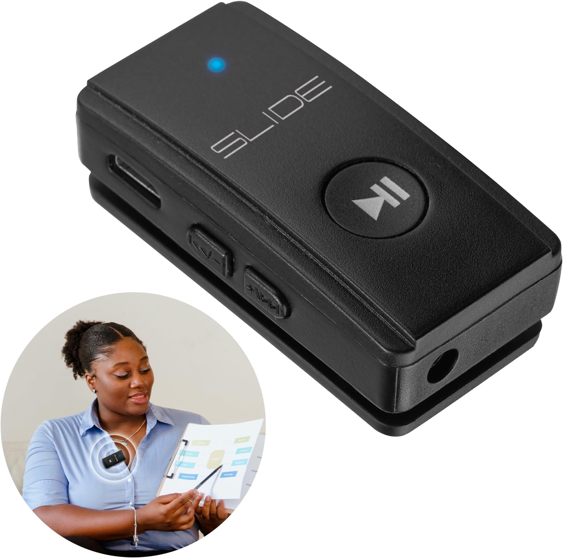 Amazon.com: SLIDE Clip On Mini Wireless Microphone - Bluetooth Wireless ...