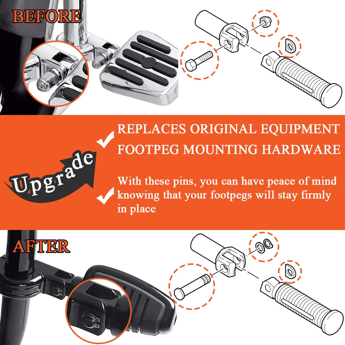 Snapklik.com : Footpeg Mounting Pins Kit, Clevis pin+Spring washer ...