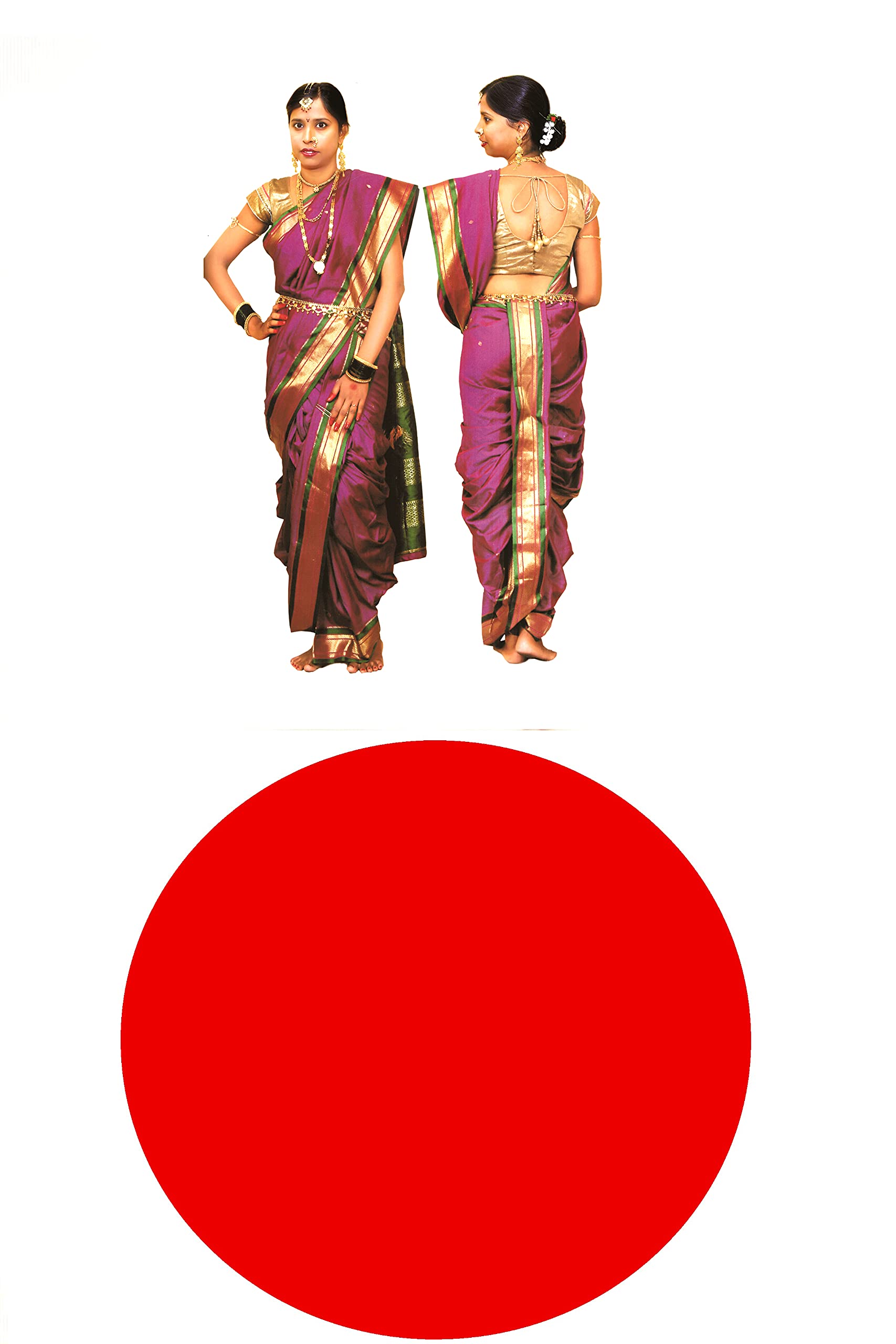 Buy Womens Ready To Wear 9 Mtrs Nauwari Saree | Ready made Mahatrian ...