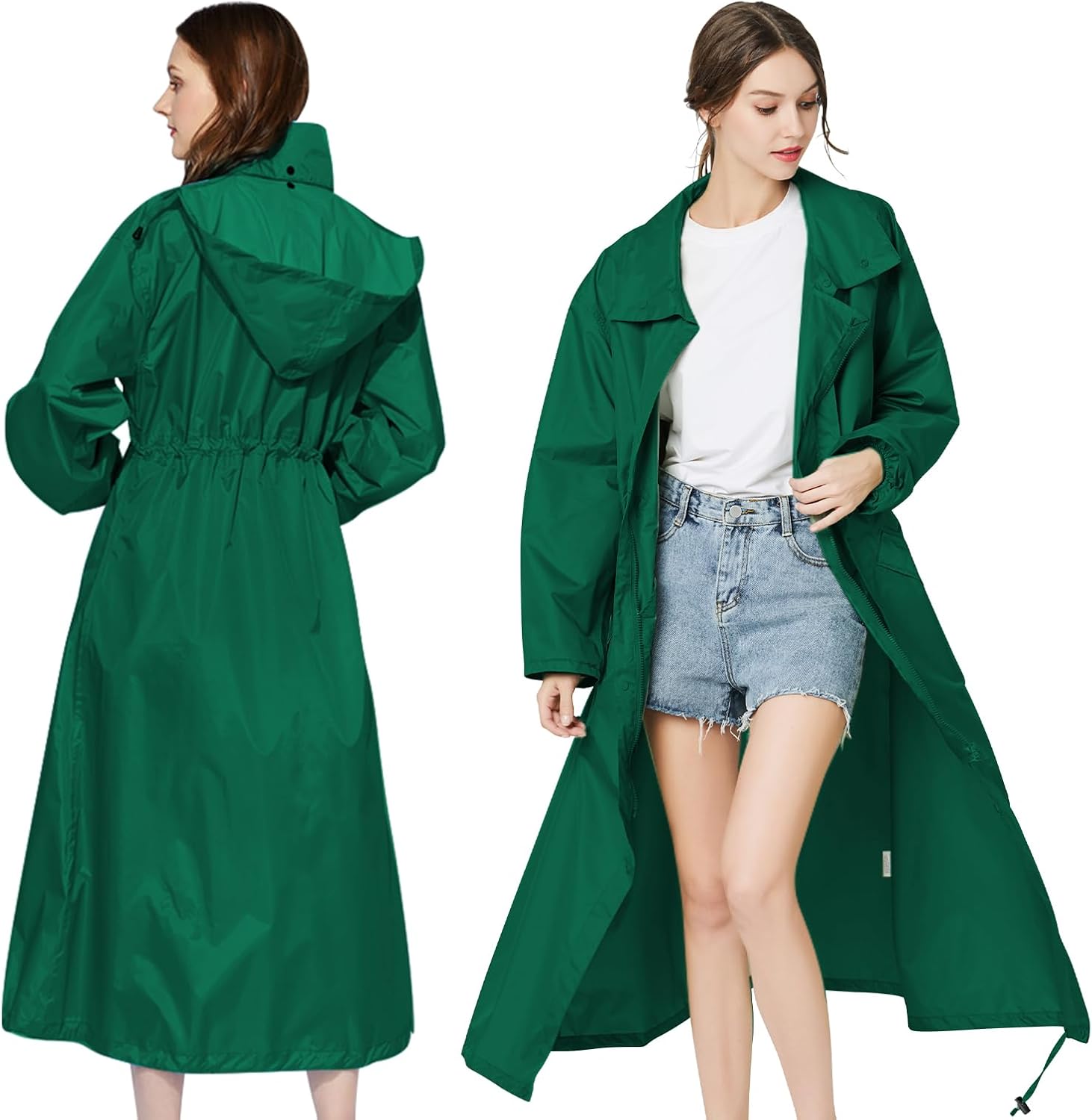 SOPPY Rain Coats for Women, Long Waterproof Coat Windproof Raincoat ...