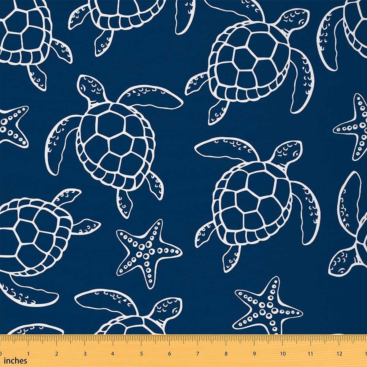 Amazon.com: Sea Turtles Fabric by The Yard Cute Sketch Starfish Sealife ...