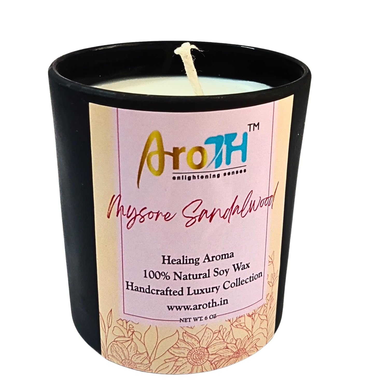 Aroth Handcrafted Soy Wax Mysore Sandalwood Scented Candle - Long ...