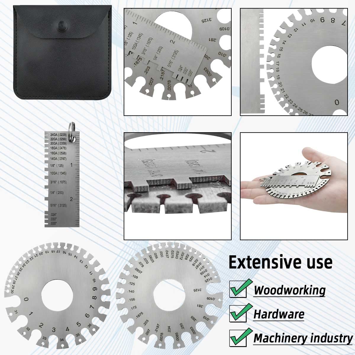 Snapklik.com : 2 Pack Wire Metal Sheet Thickness Gauge Stainless Steel ...