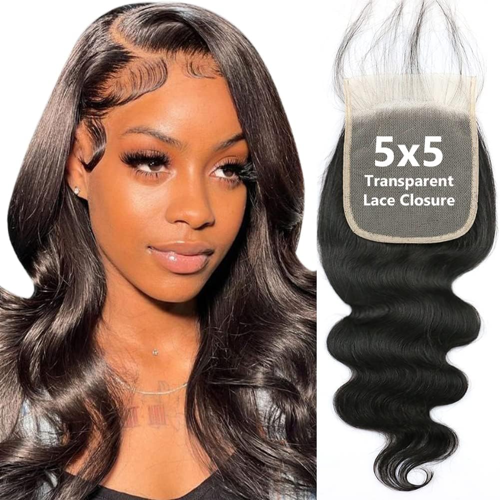 Amazon.com : 5x5 Transparent HD Lace Closure Body Wave human hair ...