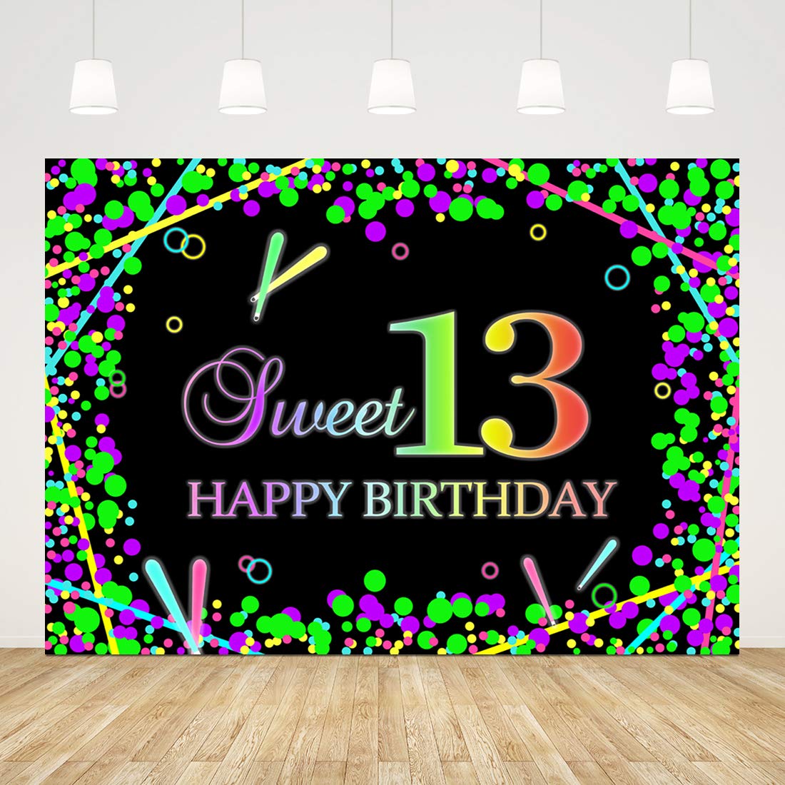 Buy 7x5ft Sweet 13th Birthday Backdrop Let's Glow Background for ...