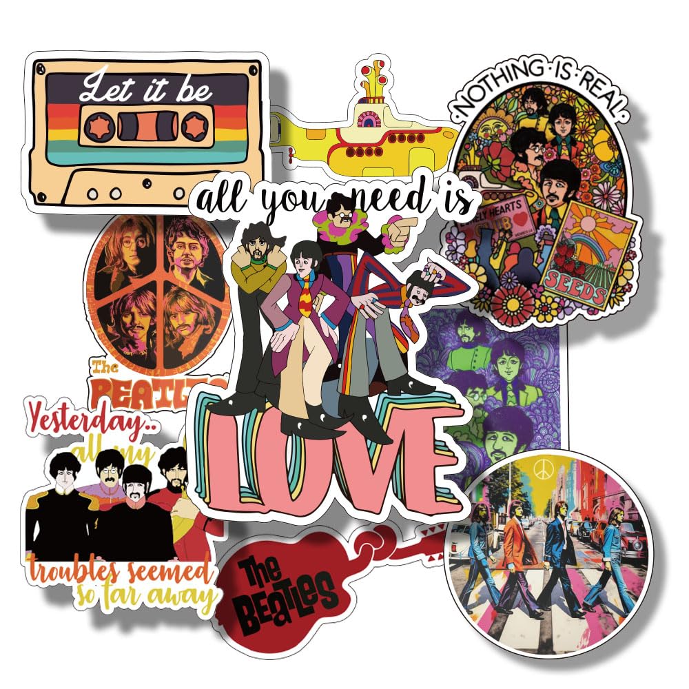 Amazon.com: 52-Piece Hippie Liverpool Band Stickers Set: Hippy Music ...