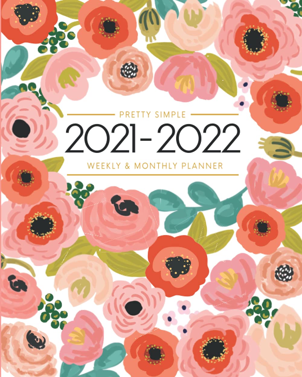 Academic Planner (2021-2022 Coral Floral): Planners, Pretty Simple ...