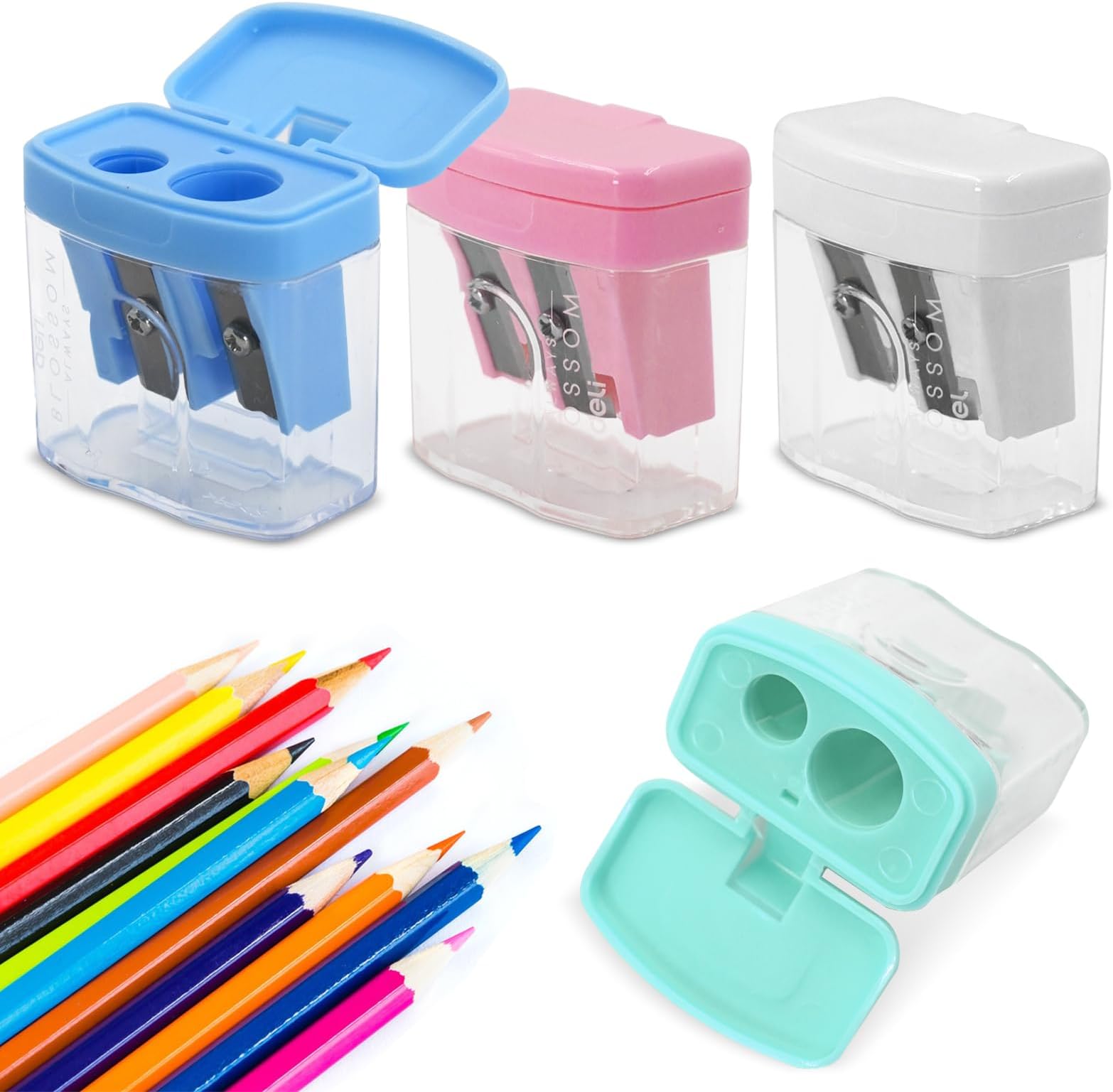 Amazon.com : 4 PCS Dual Hole Pencil Sharpeners Manual, Colored Pencil ...
