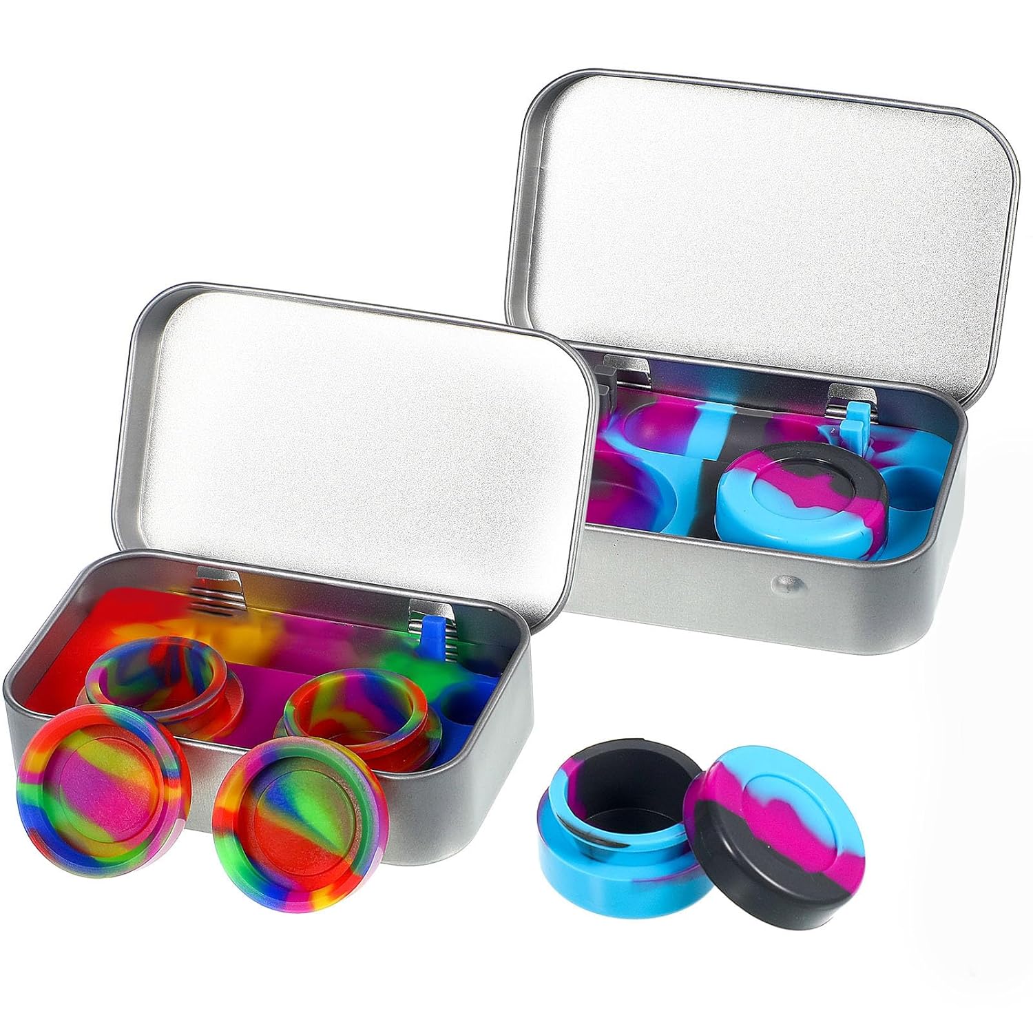 Buy 4 Pieces 5 ml Silicone Wax Containers Jars Portable Stainless Steel ...