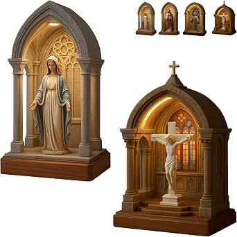 Amazon.com: Virgin Mary LED Devotional Table Lamp, Handmade Virgin Mary ...