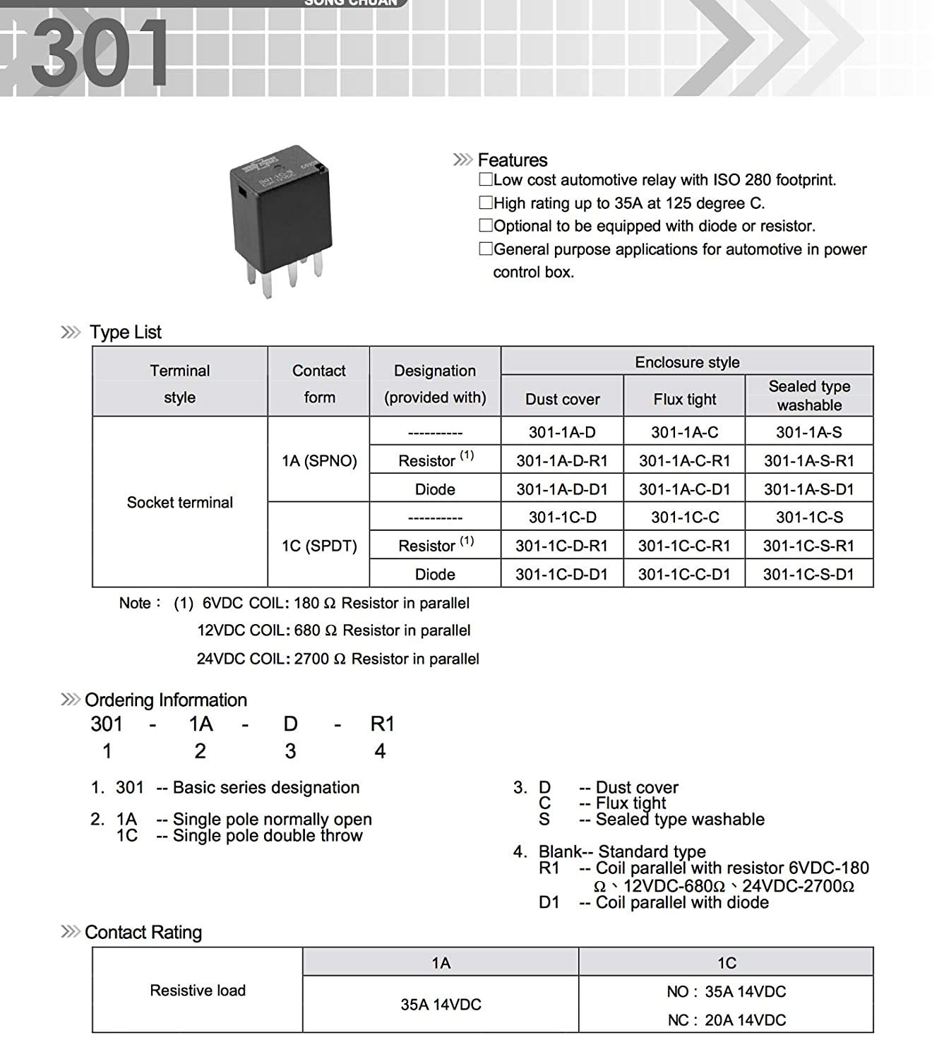 Snapklik.com : Automotive Purpose Relays 301-1C-C-R1-U01-12VDC 5 PIN