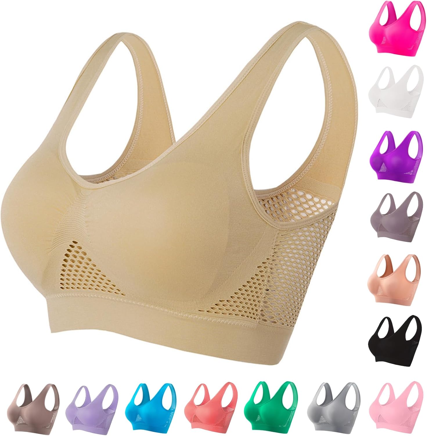 Breathable Anti-Sagging Breasts Sports Bras for Women Cooling Comfort ...