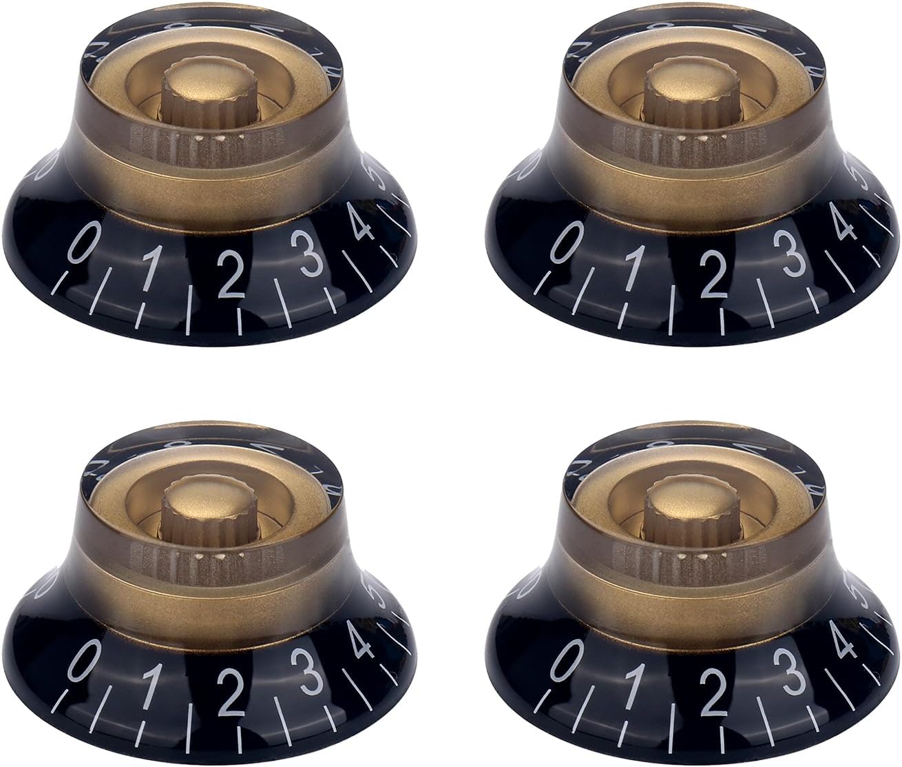 Amazon.com: 4pcs Bell Top Hat Guitar Knobs Black Gold Guitar Speed Control Volume Tone Knob for ...
