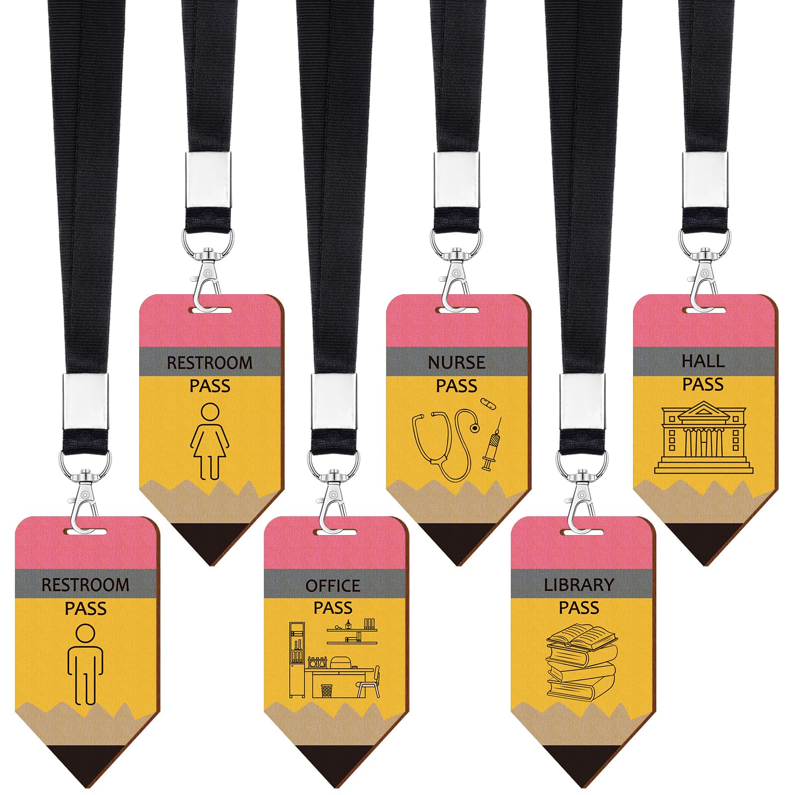 Amazon.com: Sabary 6 Sets Hall Pass Lanyards and School Passes Set ...
