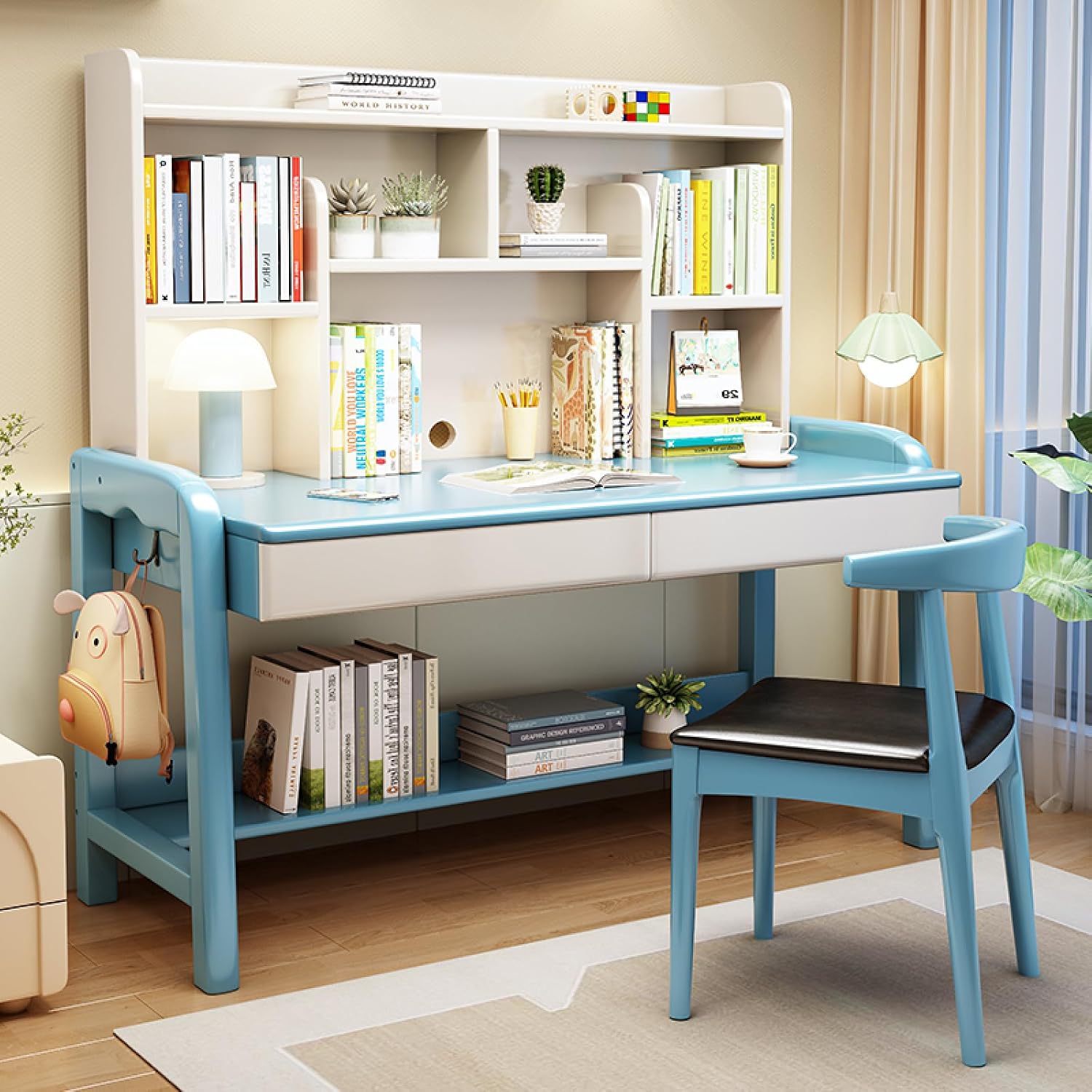 Amazon.com: FAANAS Home Computer Desk with Drawers ＆ Desktop Hutch ...