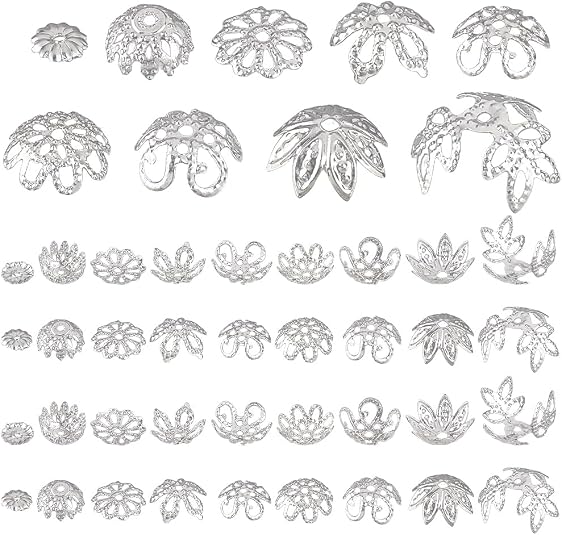 Amazon.com: AHANDMAKER 750Pcs Flower Cup Shape Plated Iron Bead Caps ...