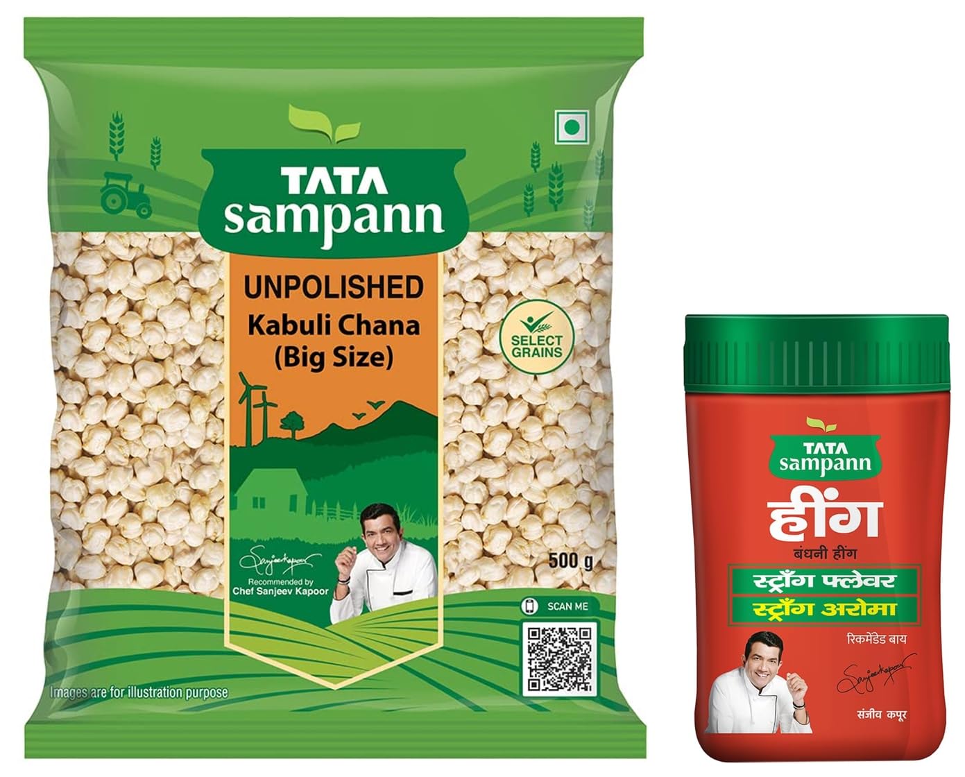 Tata Sampann Unpolished Kabuli Chana (Big Size), 500 G & Hing (Bandhani ...