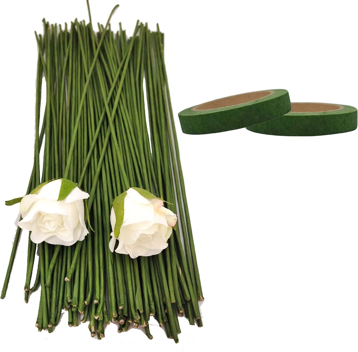 Arlai Pack of 50, Diameter 2mm Dark Green Floral Paper Wrapped Wire 16 ...