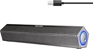 Sanyun SW010 8W Stereo Computer Speakers, Mini Sound Bar, Bluetooth 5.0, Wired USB-A Cable with ...