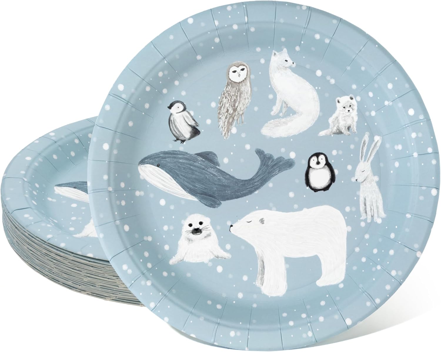 Amazon.com: Cheerland Winter Animal Plates for Arctic Birthday ...