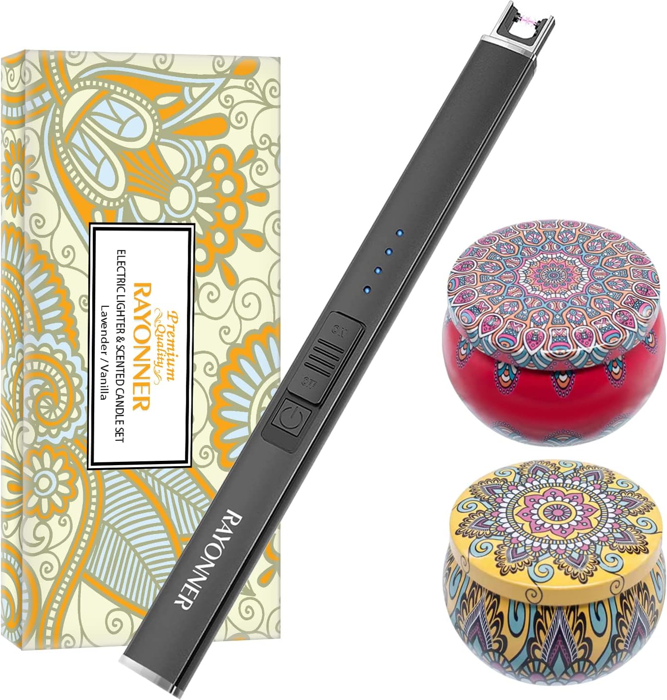Amazon.com: RAYONNER Lighter with Scented Candles Electric Candle ...