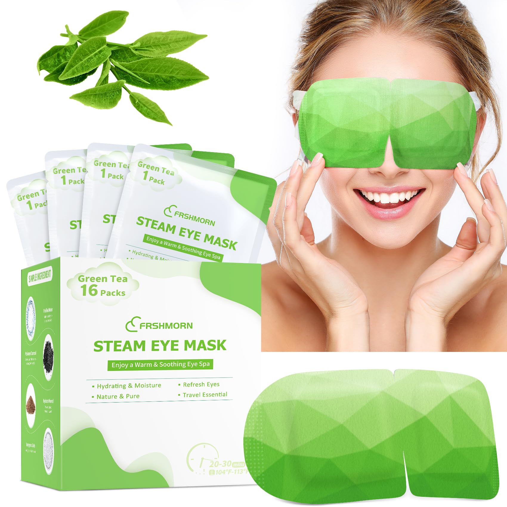 Amazon.com : FRSHMORN 16 Packs Steam Eye Mask, Heated Eye Mask for ...