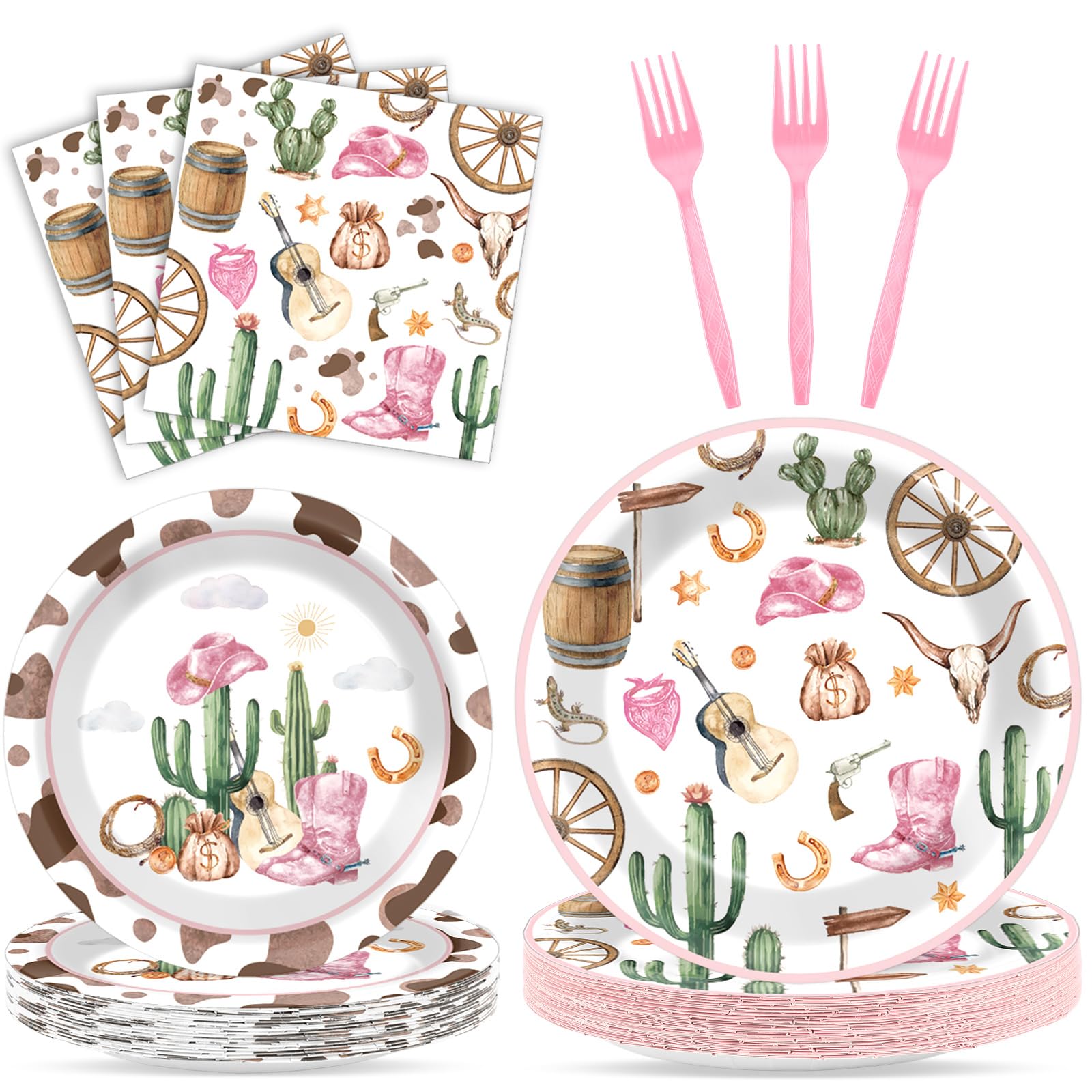 Amazon.com: 96pcs Western Cowgirl Party Plates and Napkins, Cowgirl ...