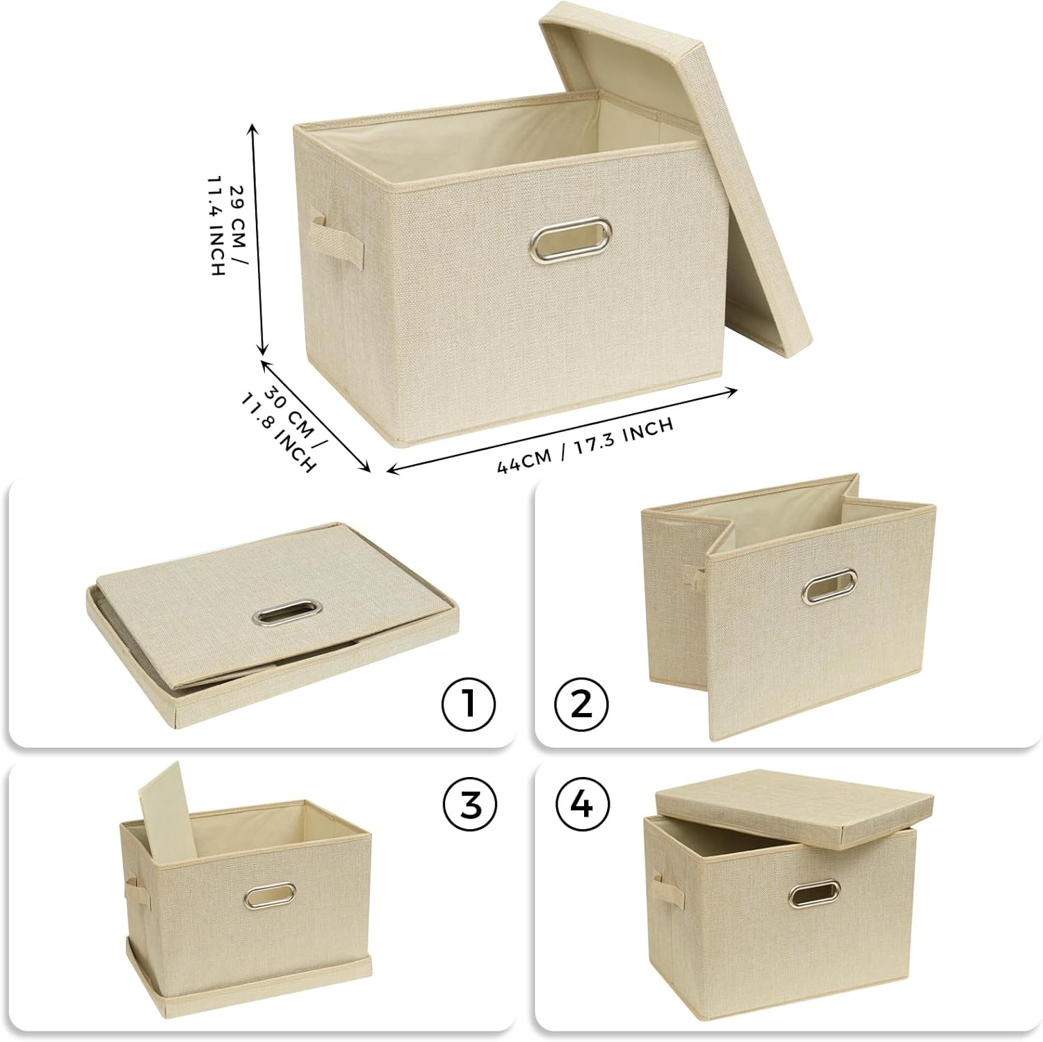 Contenedores de almacenamiento plegables grandes con tapas paquete de 3 ...