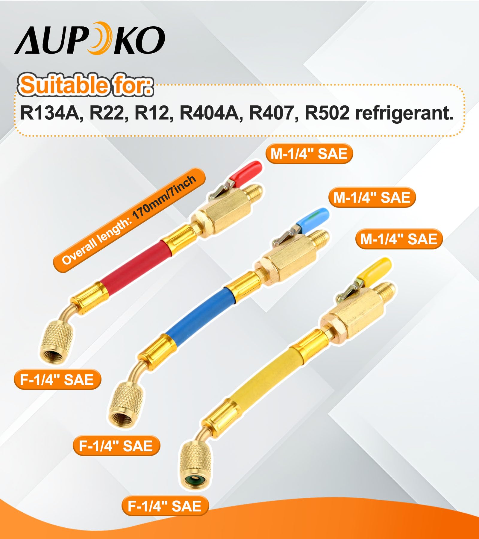 Snapklik.com : R134A R410A R22 R12 Charging Hoses And Ball Valve Set, 3 ...