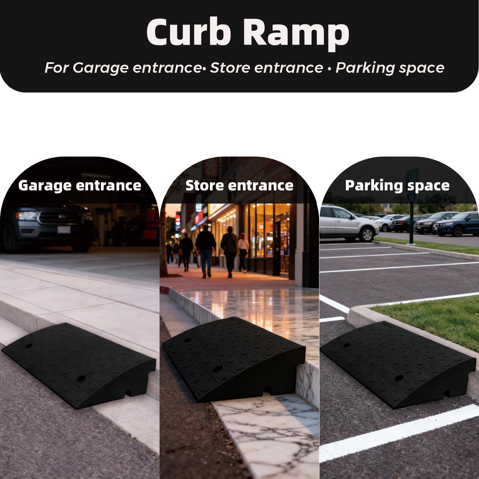 Snapklik.com : BESEA 2Pack Rubber Curb Ramp 6" Inch High 17" Length For ...