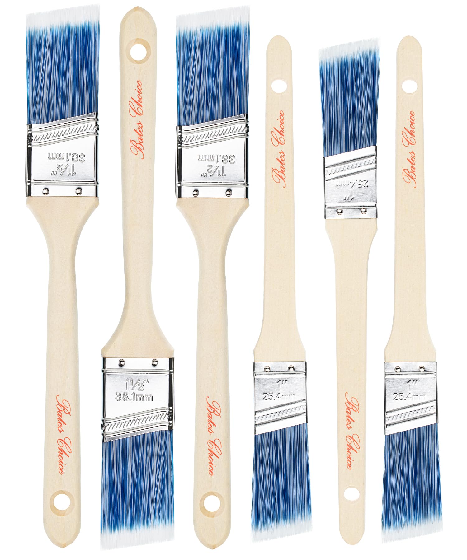 Amazon.com: Bates- Paint Brushes, 6 Pack, 1" & 1.5", Angle Brushes ...