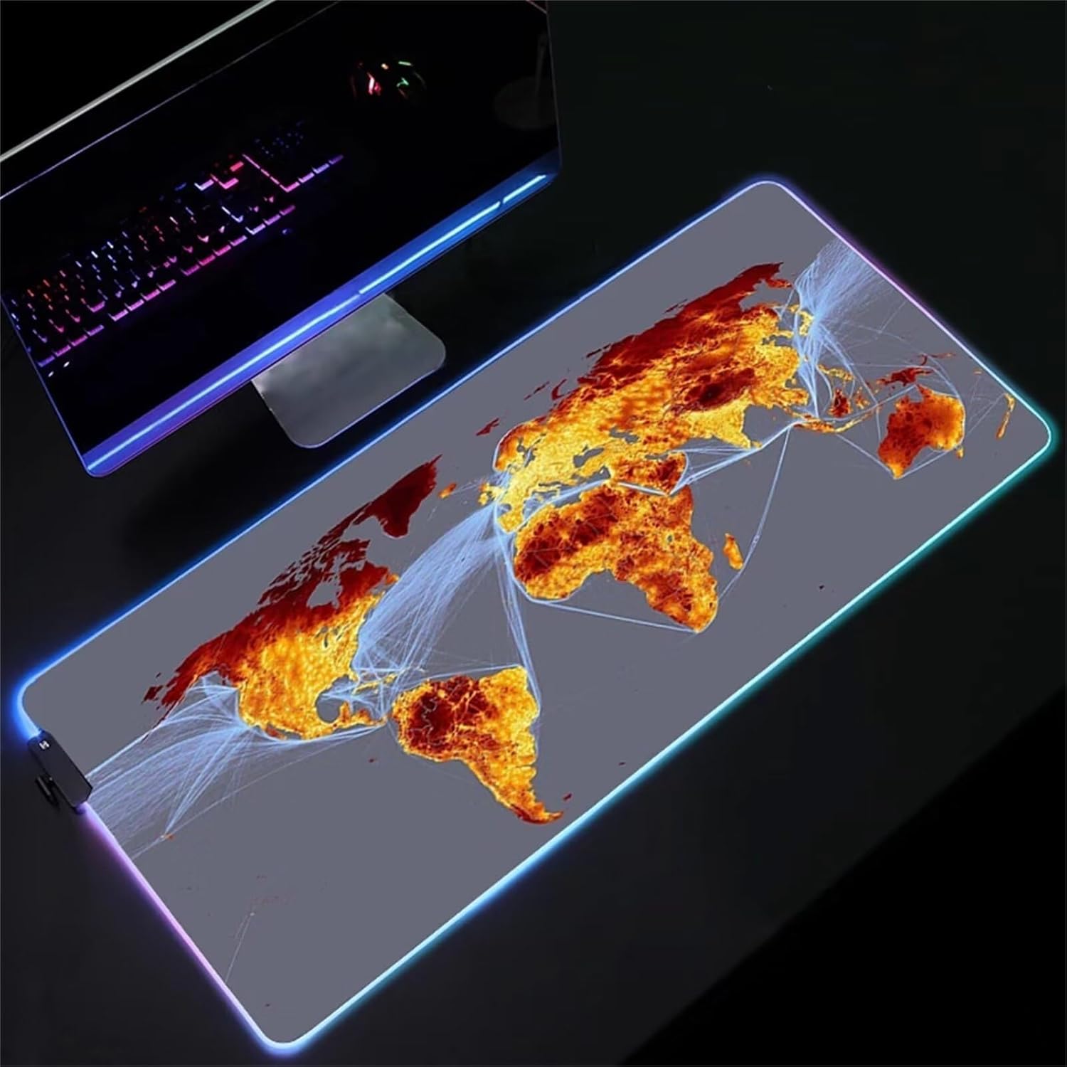 RGB Gaming Mouse Pad with Non-Slip Rubber Base Large Luminous LED Mouse ...