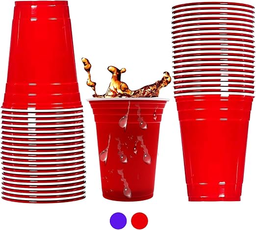 WORCOFY Red Party Cups - Plastic Cups Party Cups 50Pcs (12oz) for ...
